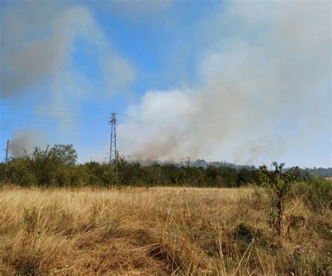 Ад под небето Огромен пожар на метри от къщите в Брусарци има ранен пожарникар снимки