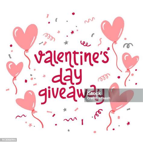 손으로 그린 레터링과 소셜 미디어 콘테스트 및 특별 행사를위한 사랑 요소가있는 장식 템플릿 2월에 대한 스톡 벡터 아트 및 기타 이미지 Istock