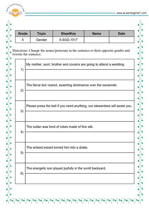 Gender Worksheets For Grade