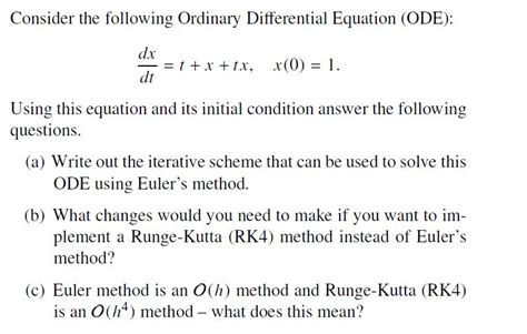 Solved Consider The Following Ordinary Differential Equation
