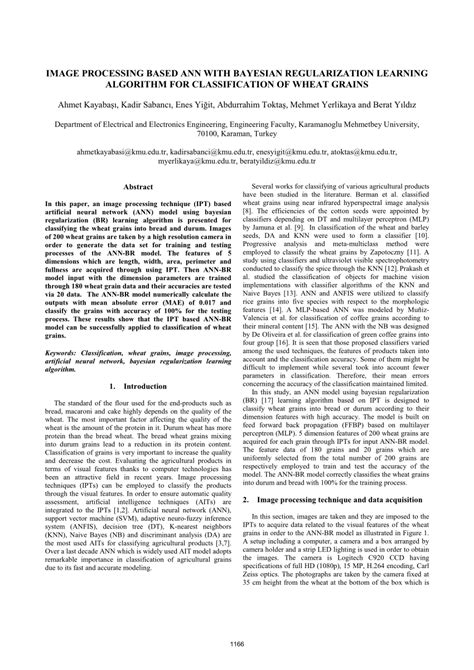 Pdf Image Processing Based Ann With Bayesian Regularization Learning