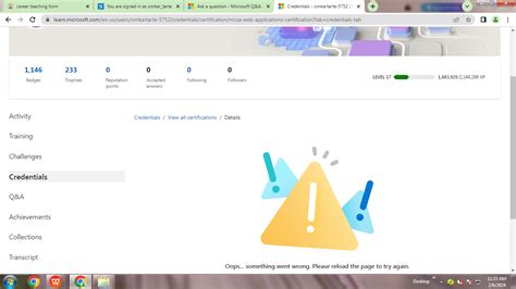 Unable To Access My Microsoft Certificates Microsoft Qanda