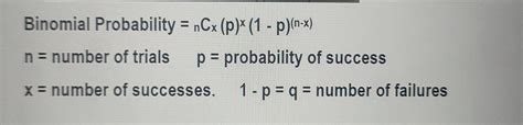 Solved Binomial Probability Ncx P 1 Pn X N