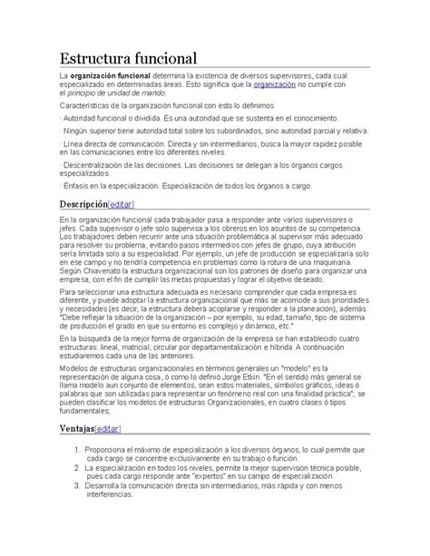 Estructura Por Procesos Estructura Funcional La Organización
