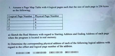 solved text can you explain a and b assume page map table with