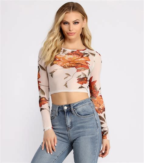 Lookin Fine In Floral Mesh Crop Top And Windsor