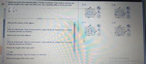 solved sketch the graph of the following ellipse plot the