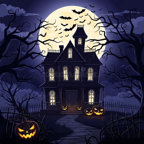 Spooky Full Moon Night Illustration Stock Illustrations 19 065 Spooky Full Moon Night