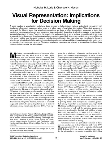 Pdf Visual Representation Implications For Decision Making