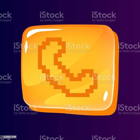 Handset Glossy Ui Button With Pixelated Icon Stock Illustration