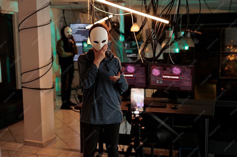 Premium Photo Cybercrime Thief Recording Video Asking Money For