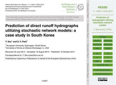 Pdf Prediction Of Direct Runoff Hydrographs Utilizing Stochastic