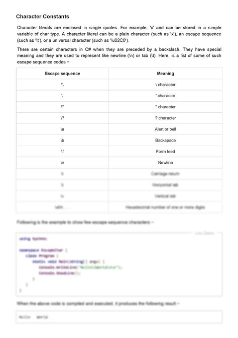 SOLUTION C Sharp Constants And Literals Visual Programming Notes