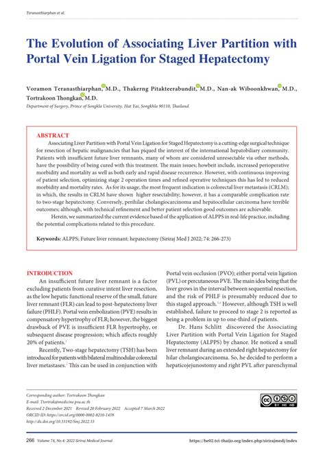 Pdf The Evolution Of Associating Liver Partition With Portal Vein Ligation For Staged Hepatectomy