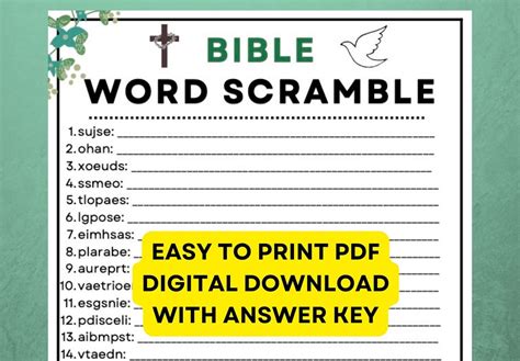 Bible Word Scramble Printable