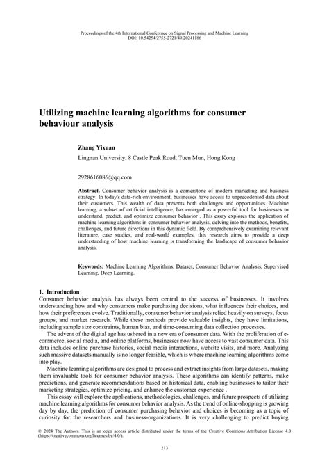 Pdf Utilizing Machine Learning Algorithms For Consumer Behaviour Analysis