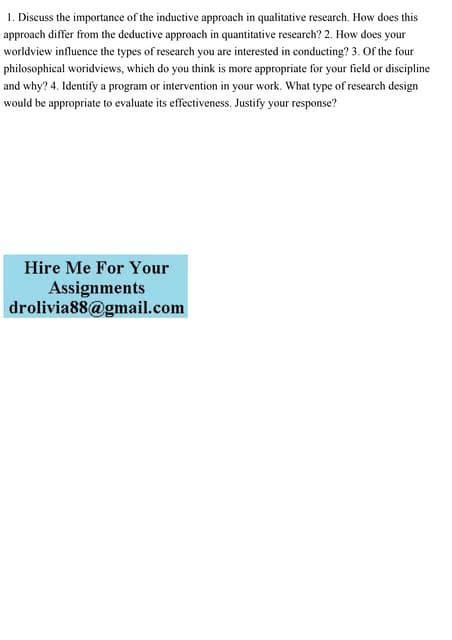 1 Discuss The Importance Of The Inductive Approach In Qualitative Re Pdf Education