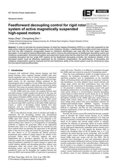 Feedforward Decoupling Control For Rigid Rotor System Of Active