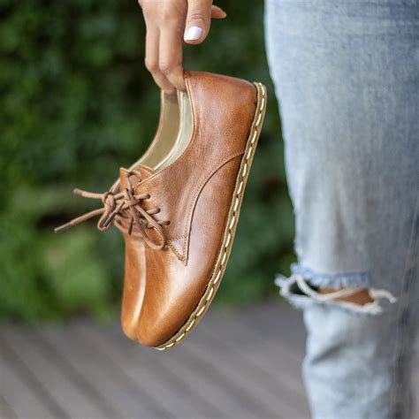 Handmade Barefoot Leather Shoes Antique Brown For Women