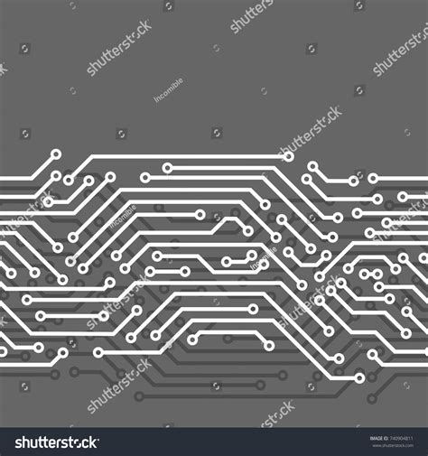 Circuit Board Seamless Pattern Background Microchip Stock Vector