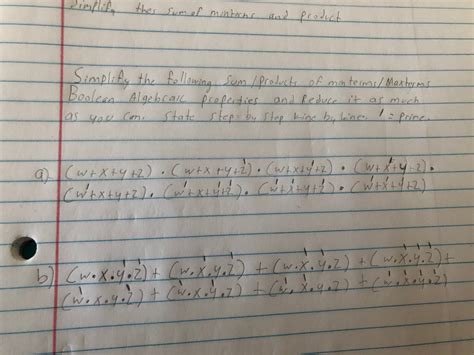 Solved Simplify Thes Sum Of Minterms And Product Simplify