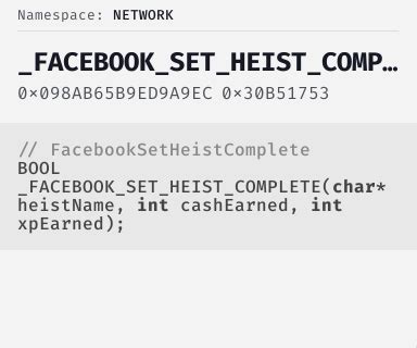 FacebookSetHeistComplete FiveM Natives Cfx Re Docs