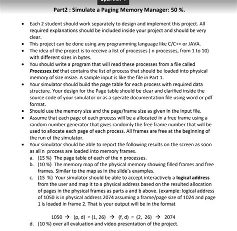 Solved Part2 Simulate A Paging Memory Manager 50