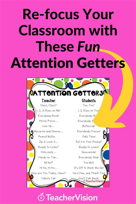 Attention Getters Teaching Tips Classroom Discipline Classroom Management