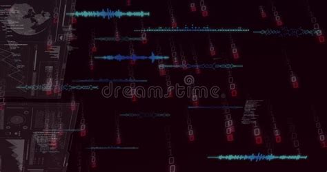 Digital Data Streams And Binary Code Animation Over Dark Background
