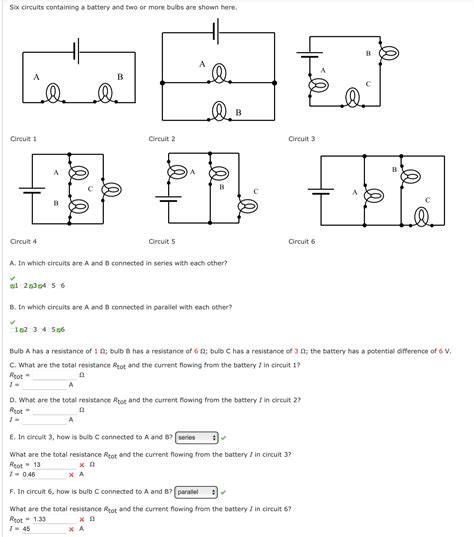 Solved Six Circuits Containing A Battery And Two Or More Chegg Com