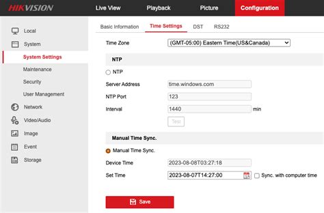 Hikvision Camera Configuration