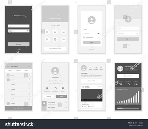 Mobile Screens User Interface Kit Modern Stock Vector Royalty Free 302478086 Shutterstock