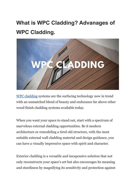 What Is WPC Cladding Advanages Of WPC Cladding By Woodalt Issuu