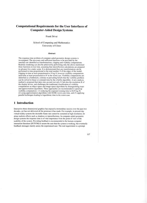 Pdf Computational Requirements For The User Interfaces Of Computer Aided Design Systems