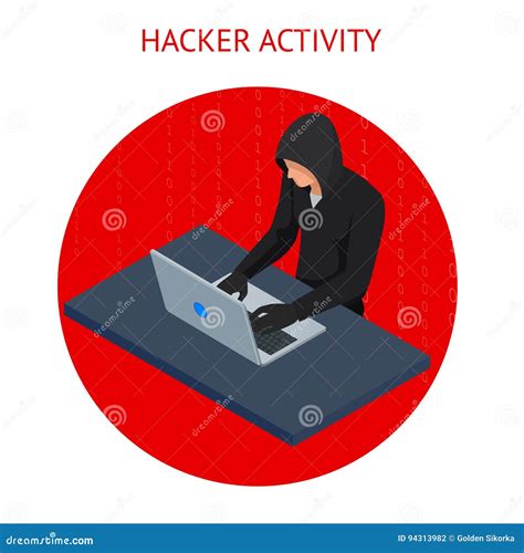 Internet Hacker Attack And Personal Data Security Concept Tiny Anonymous Hacker Man Attacking