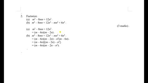 2021f6t3p1q02 Factorization Cross Method And Grouping Youtube