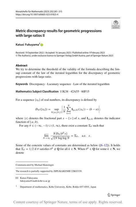 Metric Discrepancy Results For Geometric Progressions With Large Ratios Ii Request Pdf