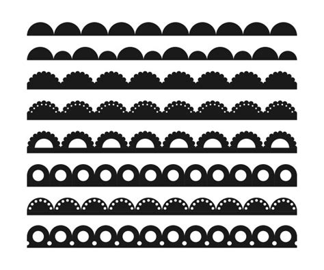 Scalloped Edge Seamless Strokes Set Simple Vector Image