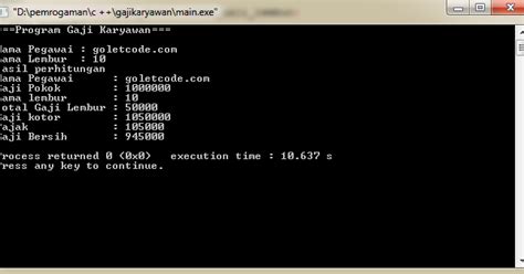 Codeblocks Contoh Code C Untuk Program Gaji Karyawan