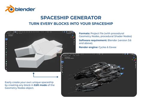 Spaceship Generator Blender Procedural Geometry Nodes