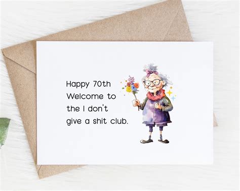 70th Birthday Card Funny T For Women Sarcastic Humorous Old Lady