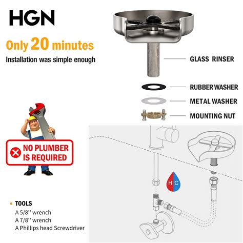 Hgn Metal Faucet Glass Rinser For Kitchen Sinks Bottle Washer Kitchen