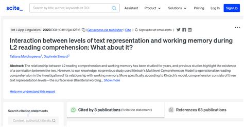 interaction between levels of text representation and working memory