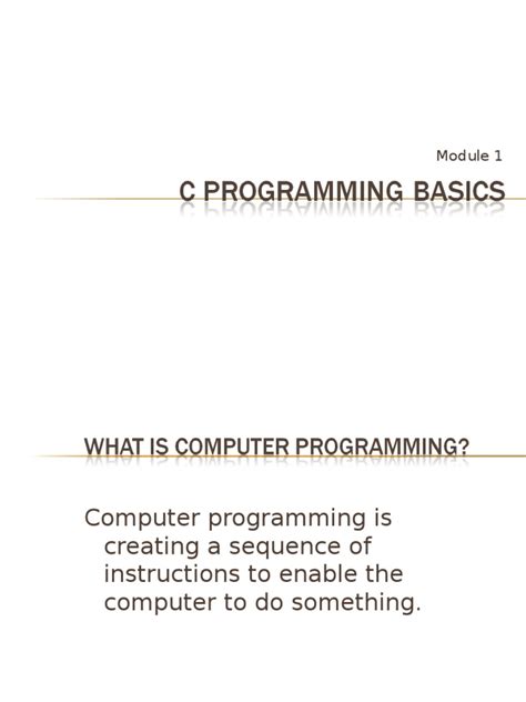 C Programming Module 1 C Programming Basic Pdf Data Type Integer