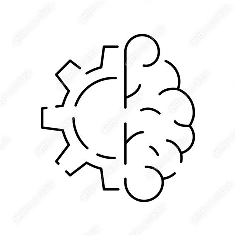 Deep Learning Ai Linear Icon Neural Network With Cogwheels Thin Line