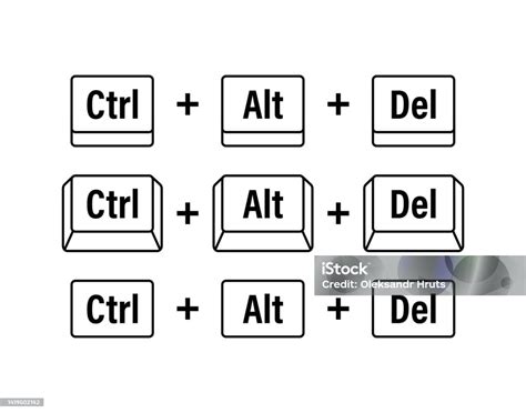 Ctrl Alt Del Shortcut Keys Keyboard Keys Computer Button Vector Stock