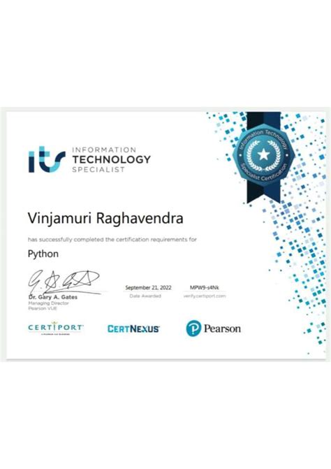 raghavendra vinjamuri on linkedin here is my it specialist python certificate which was a