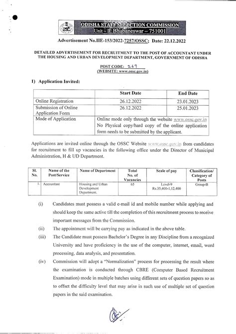 OSSC Accountant Recruitment Notification Civil Engineering Studocu