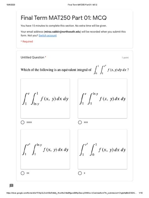 Integration Part 01 Mcq Pdf