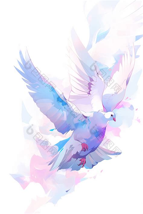 梦幻飞鸽插画png下载 包图网